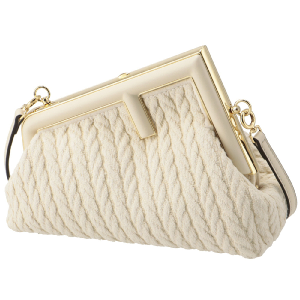 Fendi First Small Clutch Bag Shoulder Mini Bag White - Gem